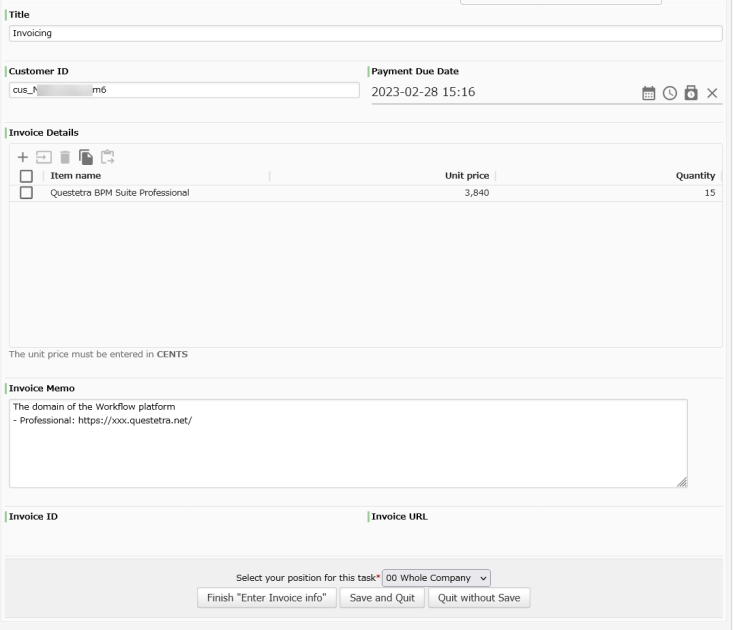 Sending Invoices with Stripe – Questetra Support